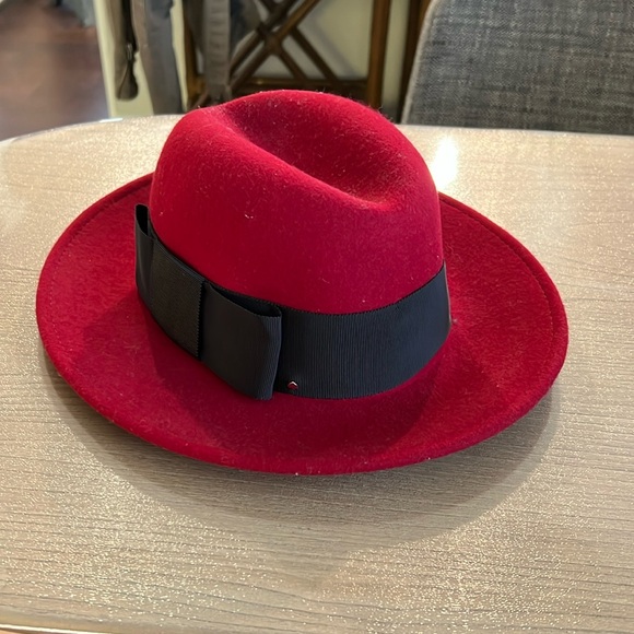 kate spade | Accessories | Kate Spade Crimson Red Blue Fedora Hats Off ...
